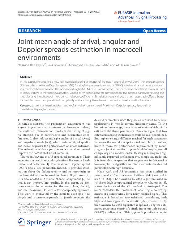 Joint Mean Angle Of Arrival Angular And Doppler Spreads Estimation In Macrocell Environments 