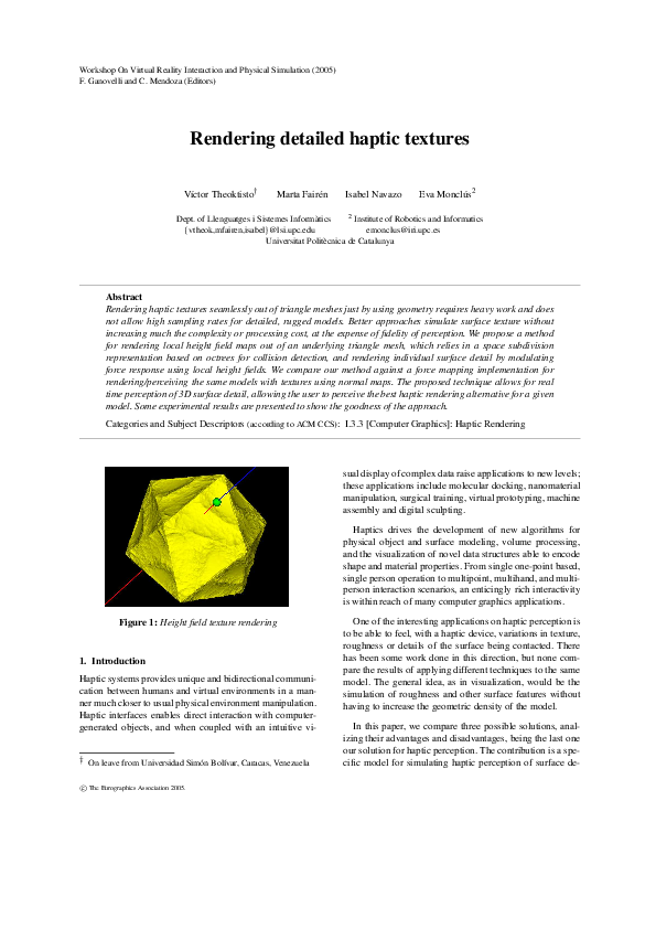 (PDF) Rendering detailed haptic textures