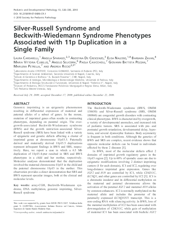 (PDF) Silver-Russell Syndrome and Beckwith-Wiedemann Syndrome ...