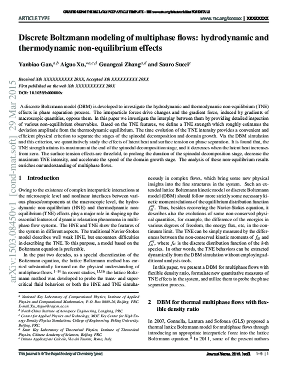 (PDF) Discrete Boltzmann modeling of multiphase flows: hydrodynamic and ...