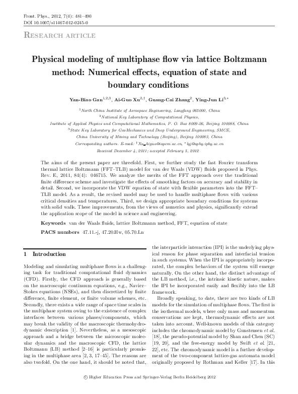 Pdf Physical Modeling Of Multiphase Flow Via Lattice Boltzmann Method Numerical Effects
