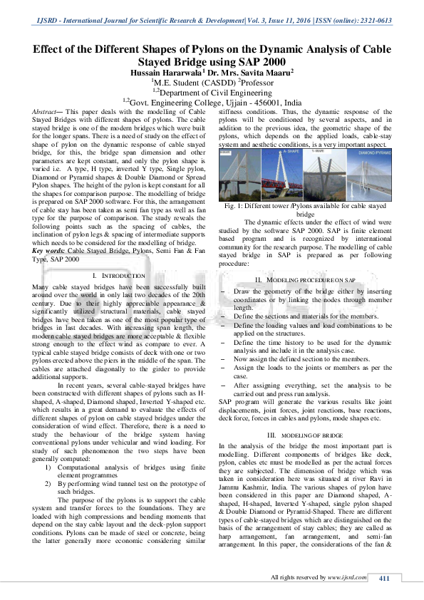 (PDF) Effect of the Different Shapes of Pylons on the Dynamic Analysis of Cable Stayed Bridge ...