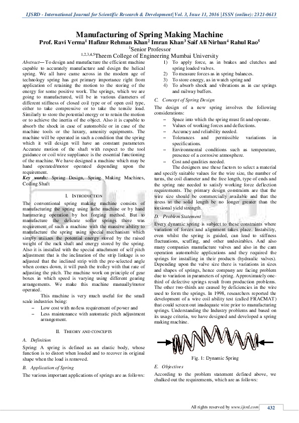 (PDF) Manufacturing of Spring Making Machine