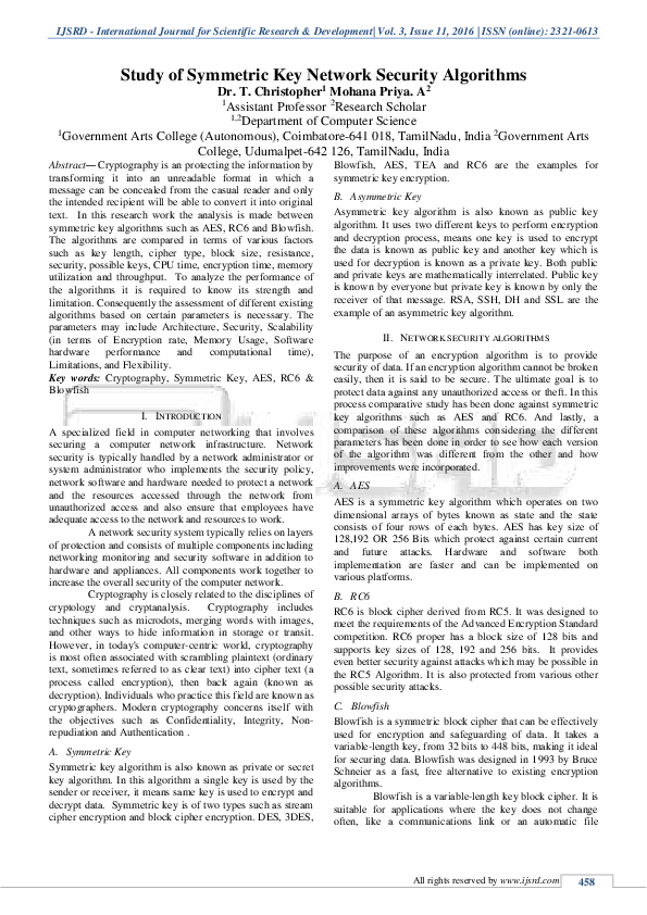 (PDF) Study of Symmetric Key Network Security Algorithms