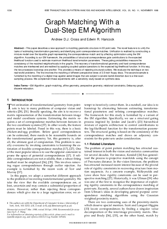 Pdf Graph Matching With A Dual Step Em Algorithm