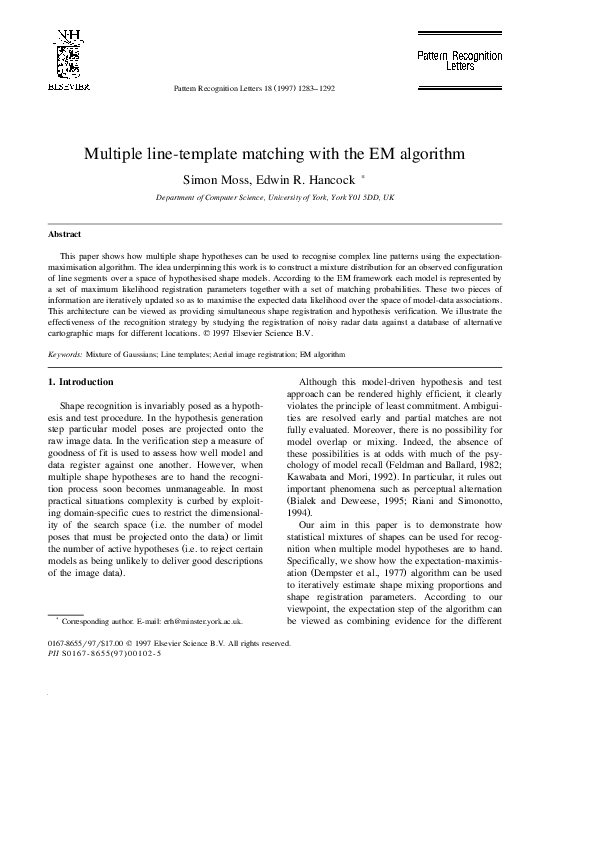 (PDF) Multiple line-template matching with the EM algorithm