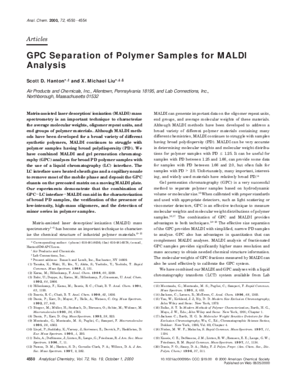 (PDF) GPC Separation of Polymer Samples for MALDI Analysis