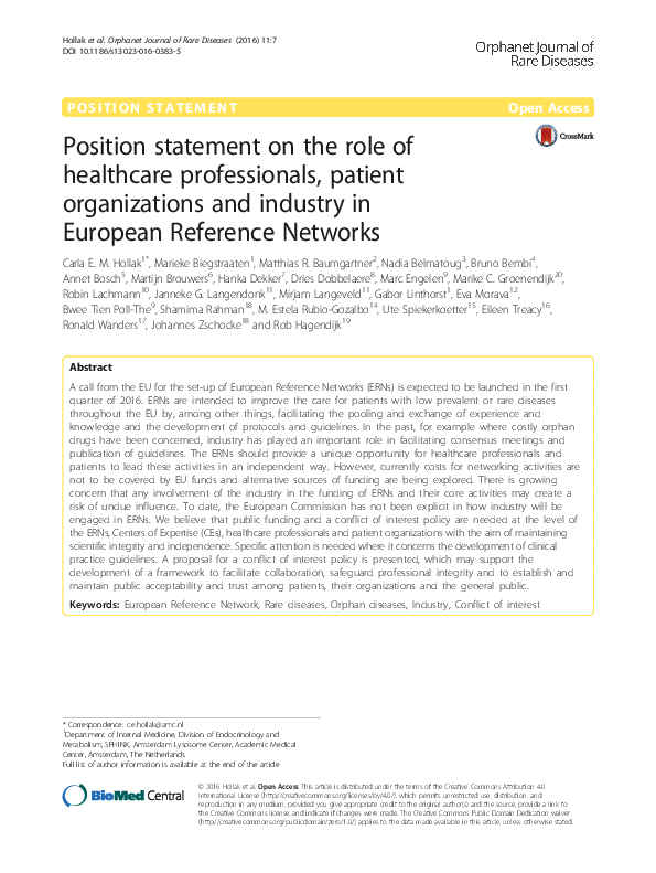 (PDF) Position statement on the role of healthcare professionals ...