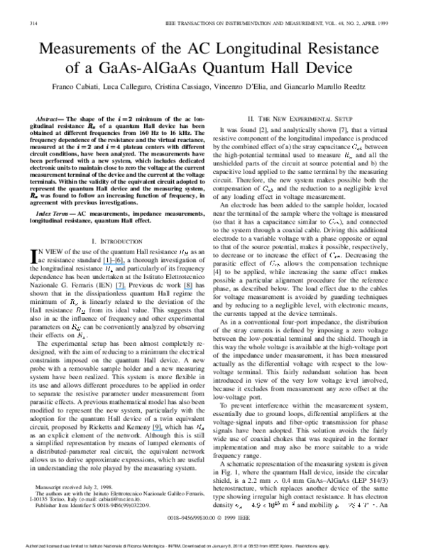 (PDF) Measurements of the ac longitudinal resistance of a GaAs-AlGaAs ...