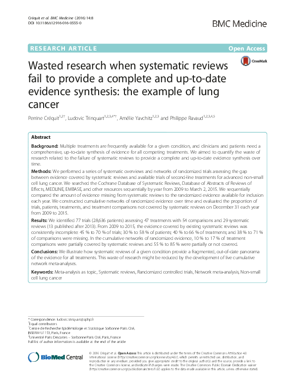 (PDF) Wasted research when systematic reviews fail to provide a ...