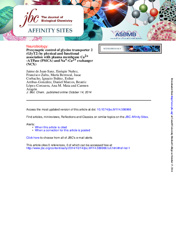 (PDF) Presynaptic Control of Glycine Transporter 2 (GlyT2) by Physical ...