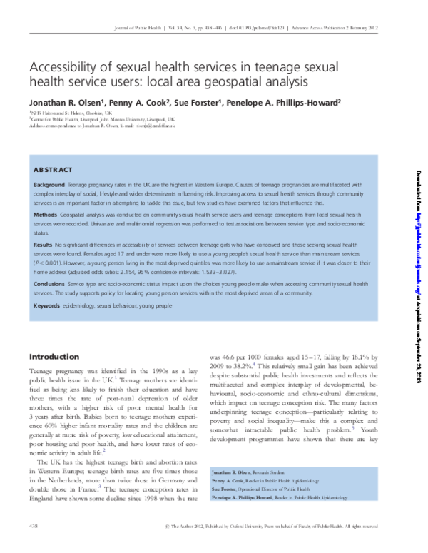 (PDF) Accessibility of sexual health services in teenage sexual health ...