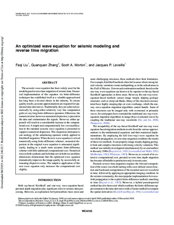 (PDF) An anti‐dispersion wave equation for modeling and reverse‐time migration