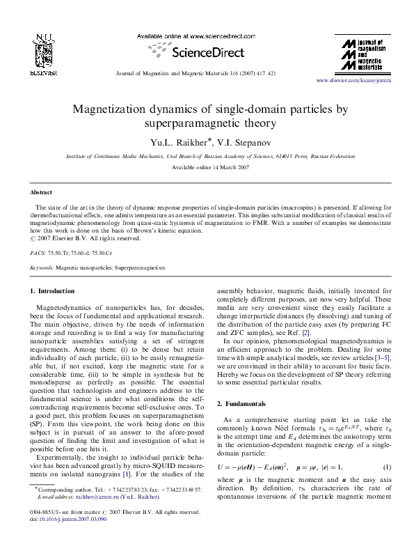 (PDF) Magnetization dynamics of single-domain particles by ...