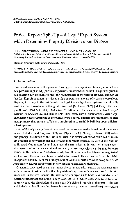 (PDF) Project report: Split-Up ? A Legal Expert System which determines ...