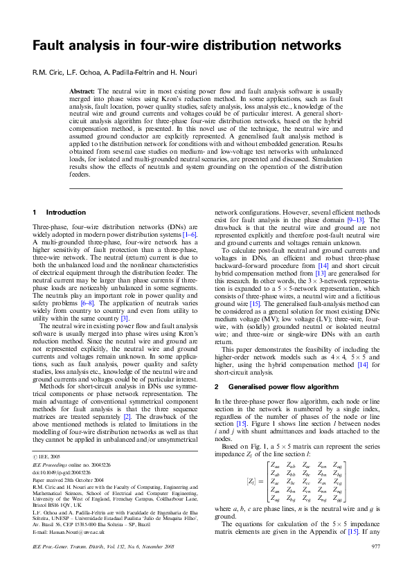 (PDF) Fault analysis in four-wire distribution networks