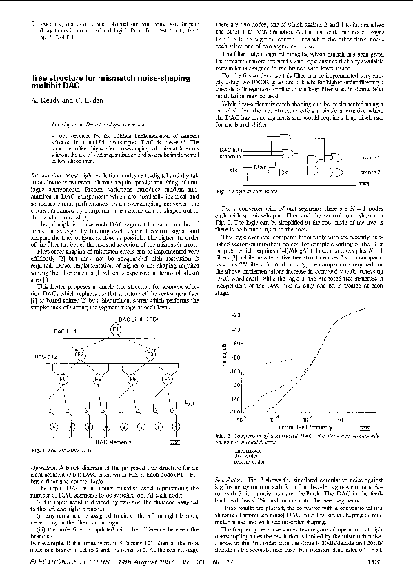 (PDF) Tree structure for mismatch noise-shaping multibit DAC