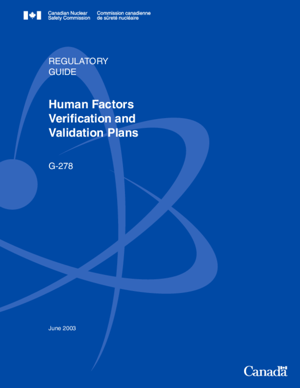 (PDF) Human Factors Verification and Validation Plans