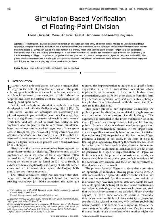 (PDF) Simulation-Based Verification of Floating-Point Division