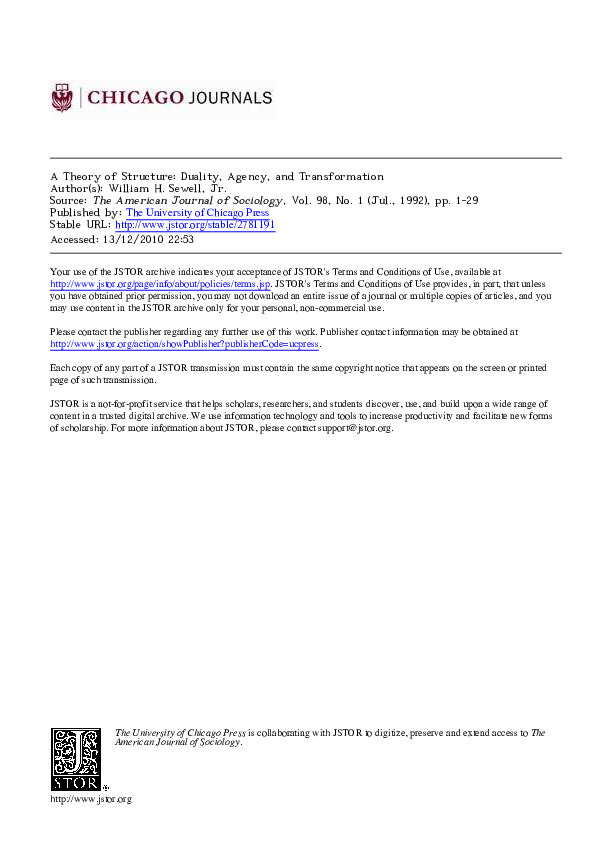 Pdf A Theory Of Structure Duality Agency And Transformation