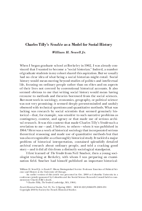 (PDF) Charles Tilly's Vendee as a Model for Social History