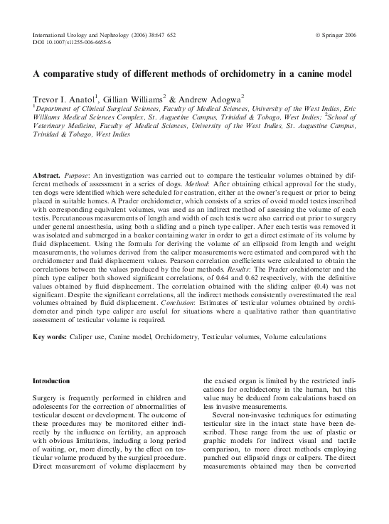 (PDF) A comparative study of different methods of orchidometry in a ...
