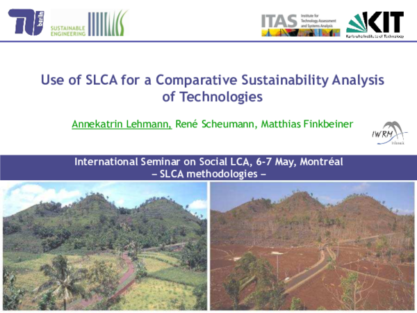 (PDF) Use of SLCA for a Comparative Sustainability Analysis of Technologies