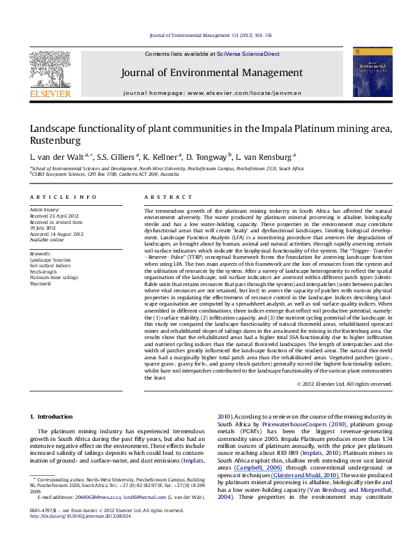 (PDF) Landscape functionality of plant communities in the Impala ...