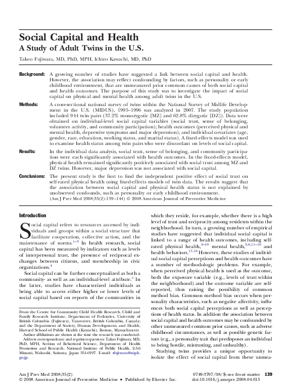 (PDF) Social Capital and Health
