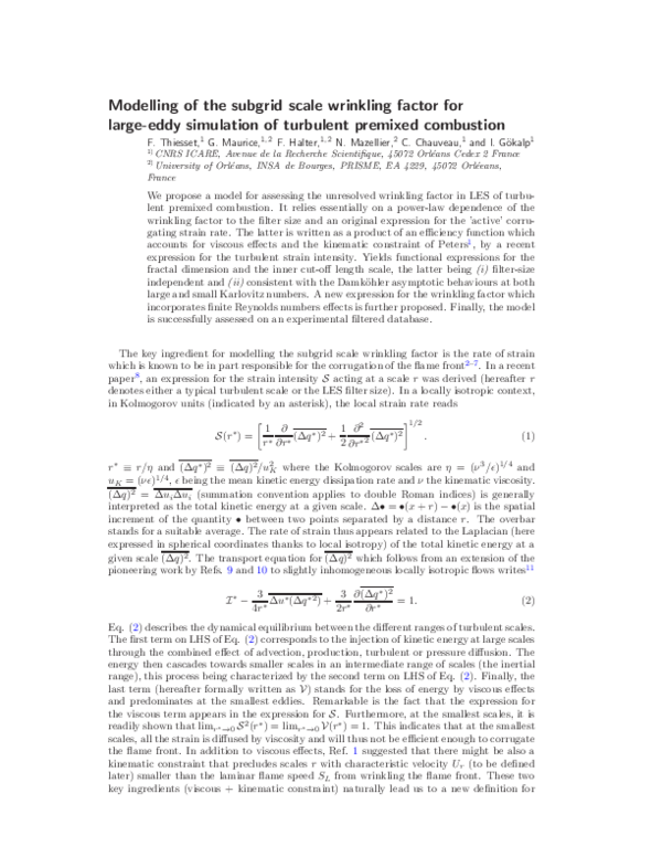 (PDF) Subgrid Wrinkling Factor in Turbulent Combustion