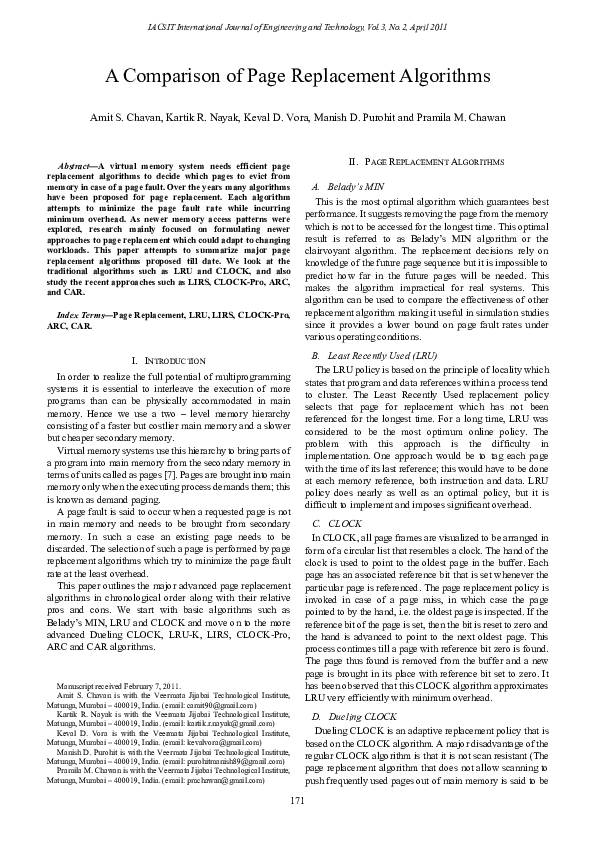 (PDF) A Comparison of Page Replacement Algorithms