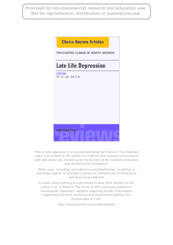 (PDF) What Characterizes Late-Life Depression?