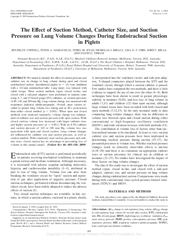 (PDF) The Effect of Suction Method, Catheter Size, and Suction Pressure ...