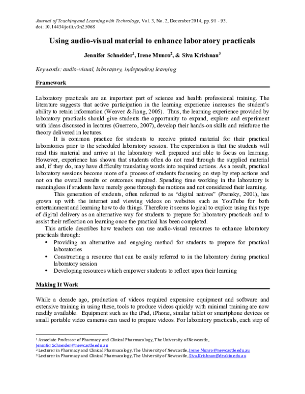 (PDF) Using audio-visual material to enhance laboratory practicals ...