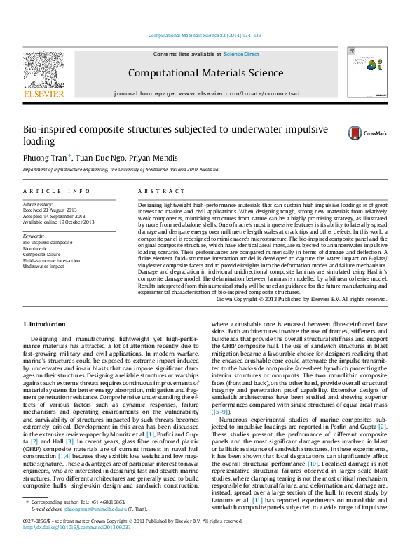 (PDF) Bio-inspired composite structures subjected to underwater impulsive loading