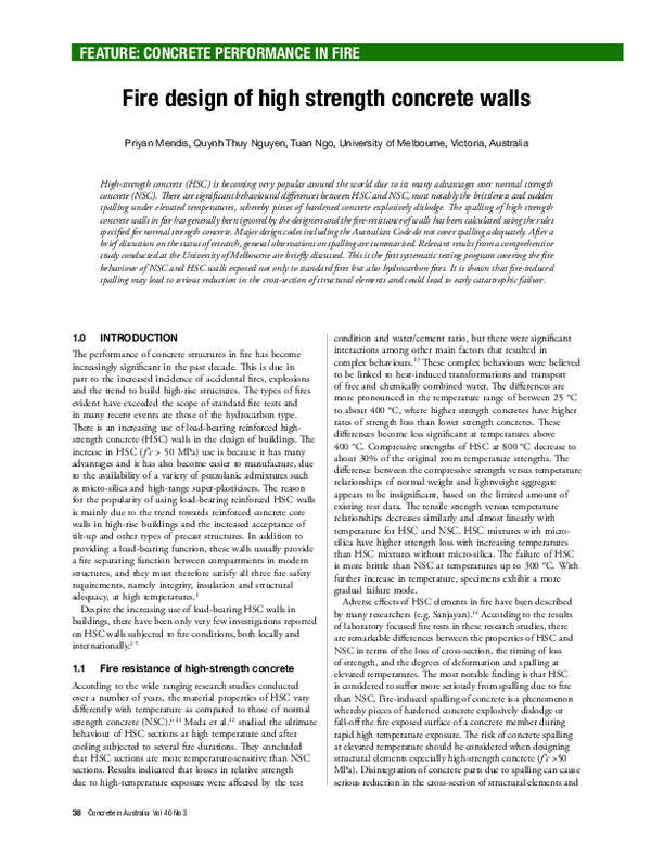 (PDF) Fire design of high strength concrete walls