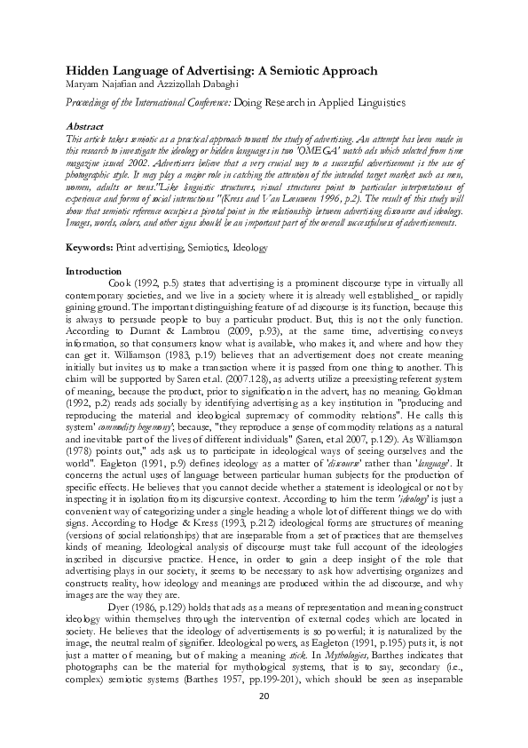 (PDF) Hidden Language of Advertising: A Semiotic Approach