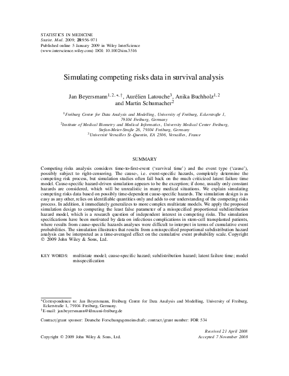 (PDF) Simulating competing risks data in survival analysis