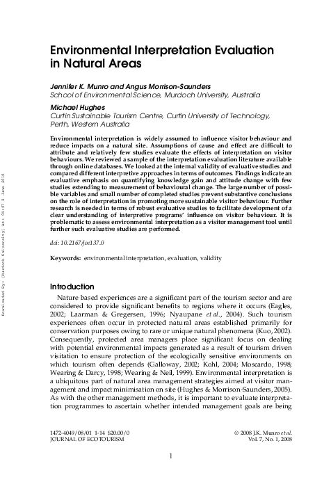 (PDF) Environmental Interpretation Evaluation in Natural Areas