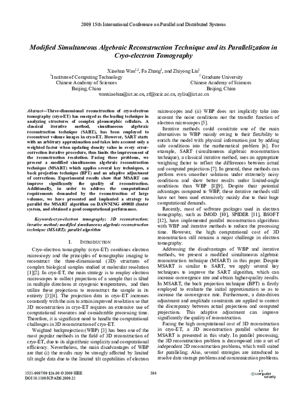 (PDF) Modified Simultaneous Algebraic Reconstruction Technique and its Parallelization in Cryo ...