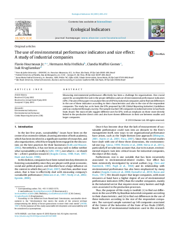 (PDF) The use of environmental performance indicators and size effect ...
