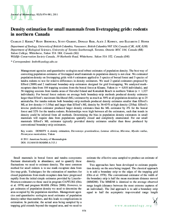 (PDF) Density estimation for small mammals from livetrapping grids ...