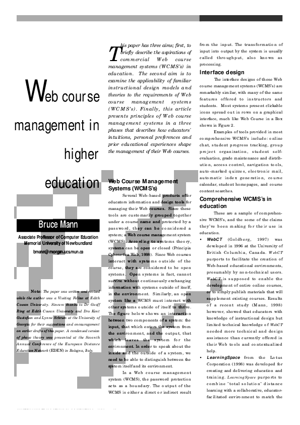 (PDF) Web course management in higher education