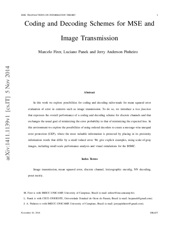 (PDF) Coding and Decoding Schemes for MSE and Image Transmission ...