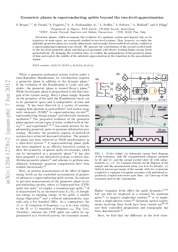 (PDF) Geometric phases in superconducting qubits beyond the two-level approximation