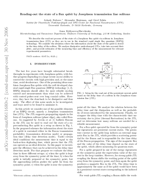 (PDF) Reading out the state of a flux qubit by Josephson transmission ...