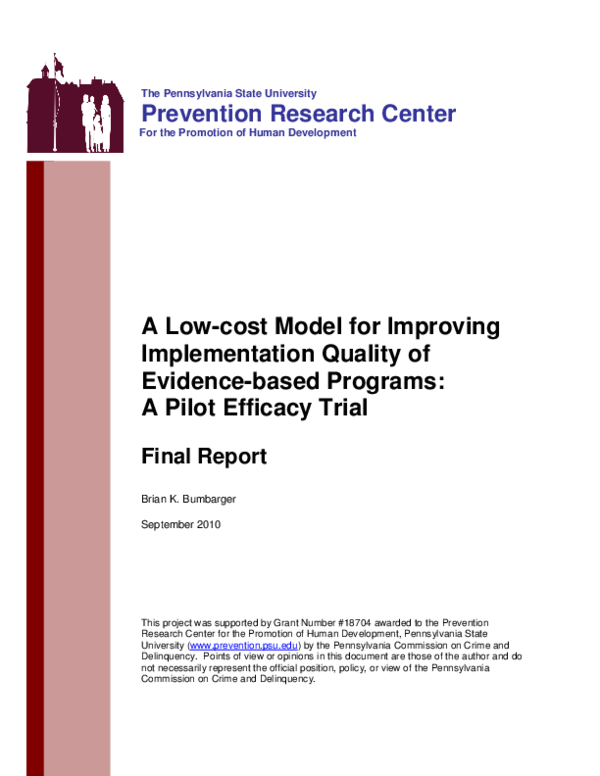 (PDF) A Low-cost Model for Improving Implementation Quality of Evidence-based Programs: A Pilot ...