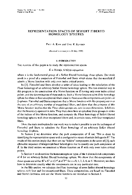 (PDF) The surface complex of Seifert fibered spaces | Jennifer Schultens - Academia.edu