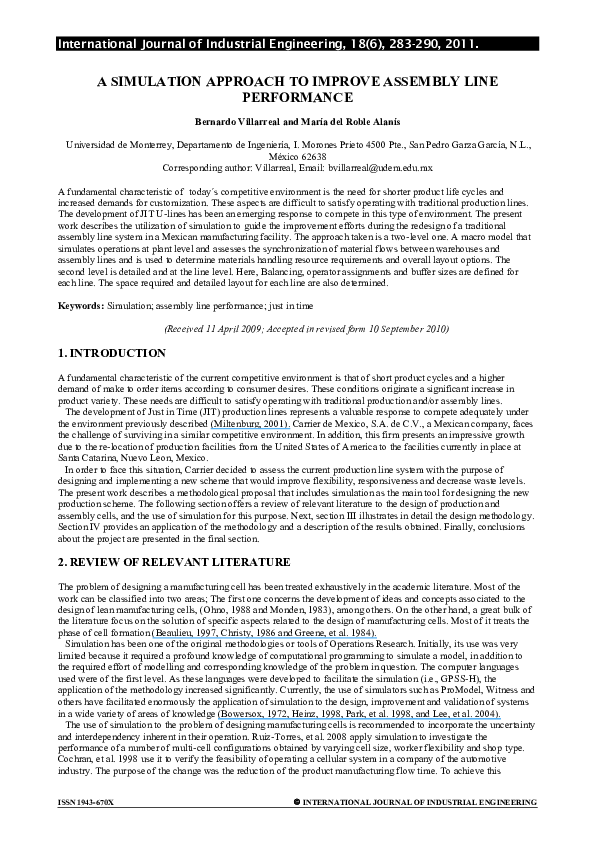 (PDF) A Simulation approach to improve assembly line performance