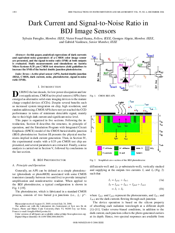 (PDF) Dark Current and Signal-to-Noise Ratio in BDJ Image Sensors